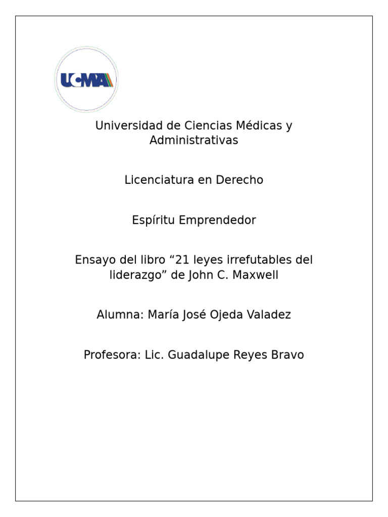 ensayo libro 21 leyes del liderazgo | PDF