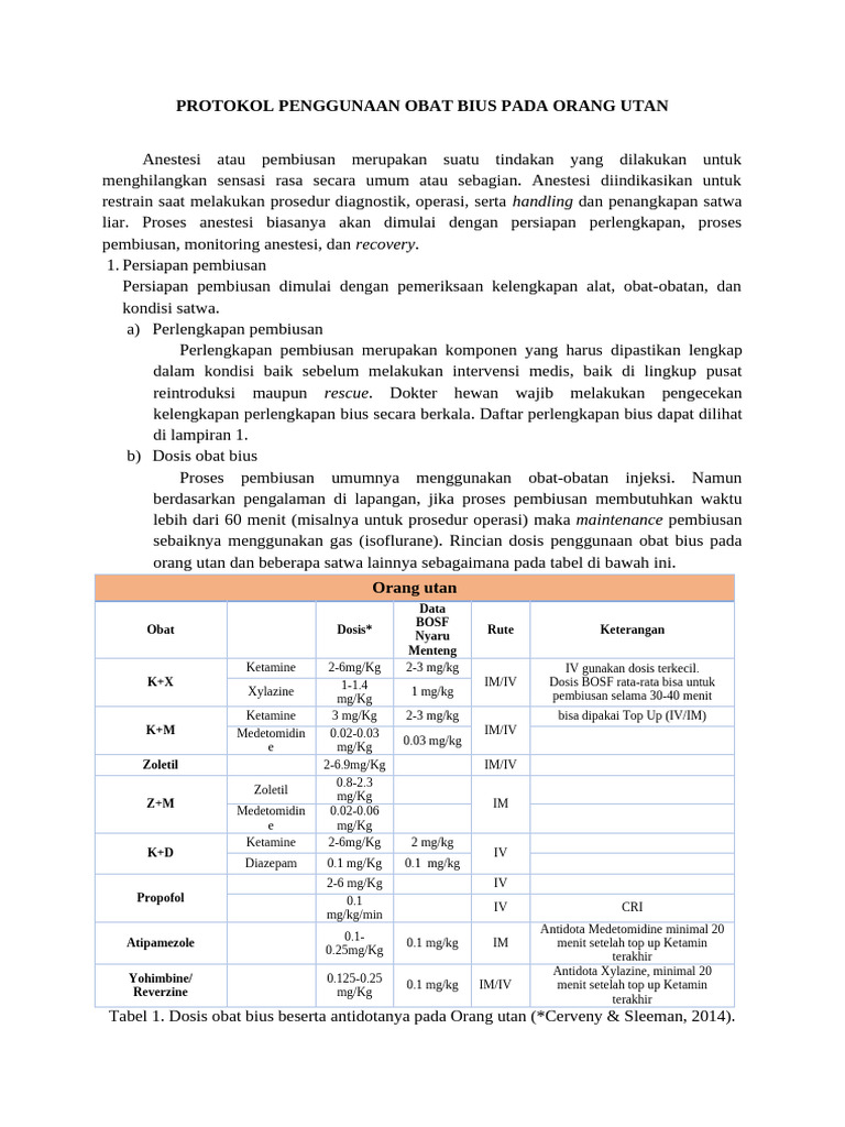 Draft Protokol Penggunaan Obat Bius - 14jan21 | PDF