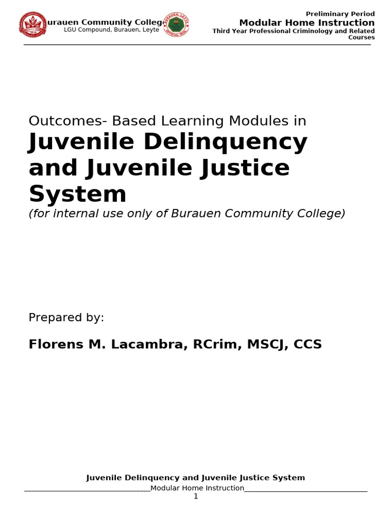 JUVENILE 1st Sem A.Y. 2021 2022 Module 1 Prelim Copy1 | PDF