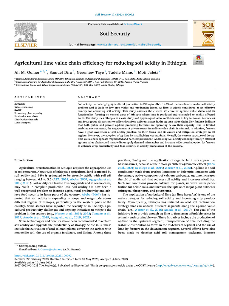 Agricultural lime value chain efficiency | PDF