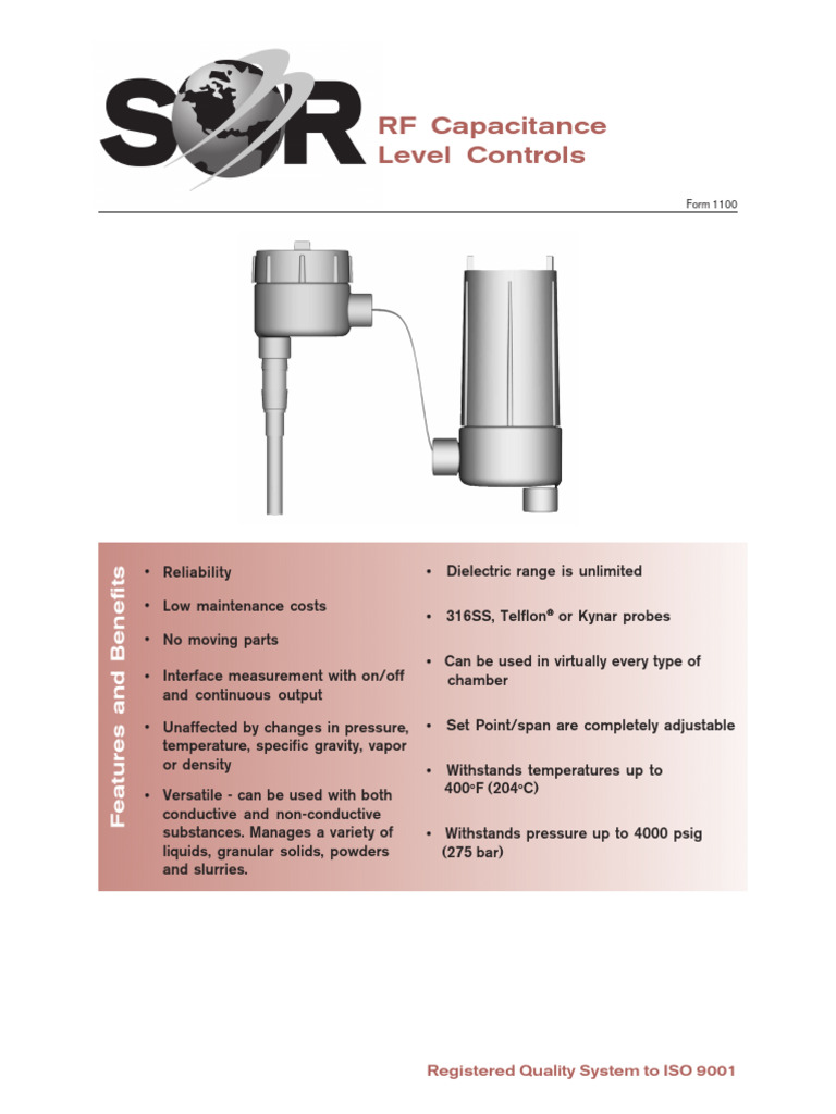 RF Capacitance Level Controls: Registered Quality System To ISO 9001 Registered Quality System ...
