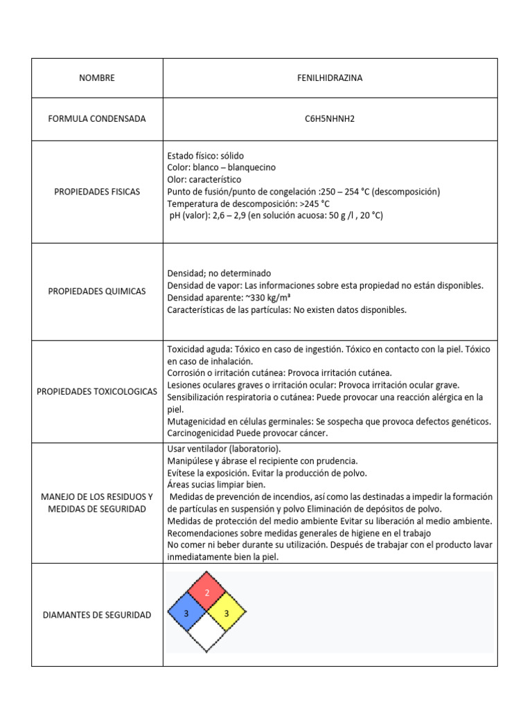 FENILHIDRAZINA | PDF