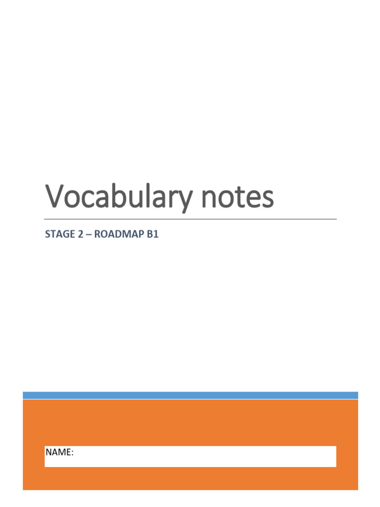 Stage 2 - Vocabulary Notes - Roadmap B1 | PDF