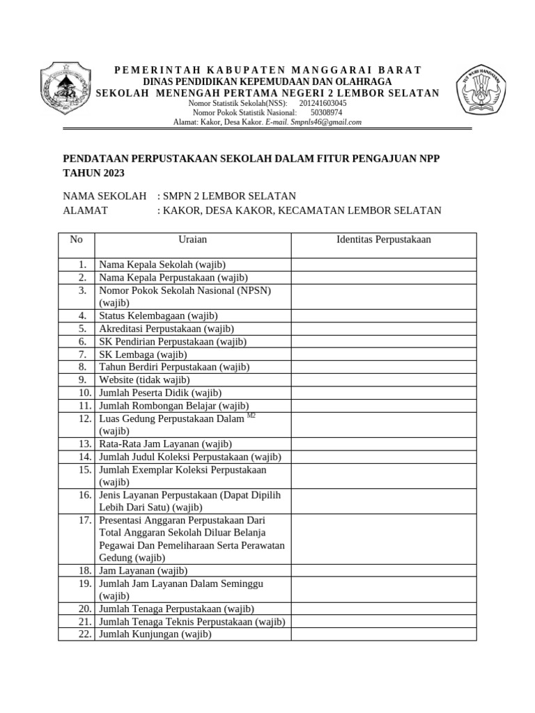 Pendataan Perpus | PDF