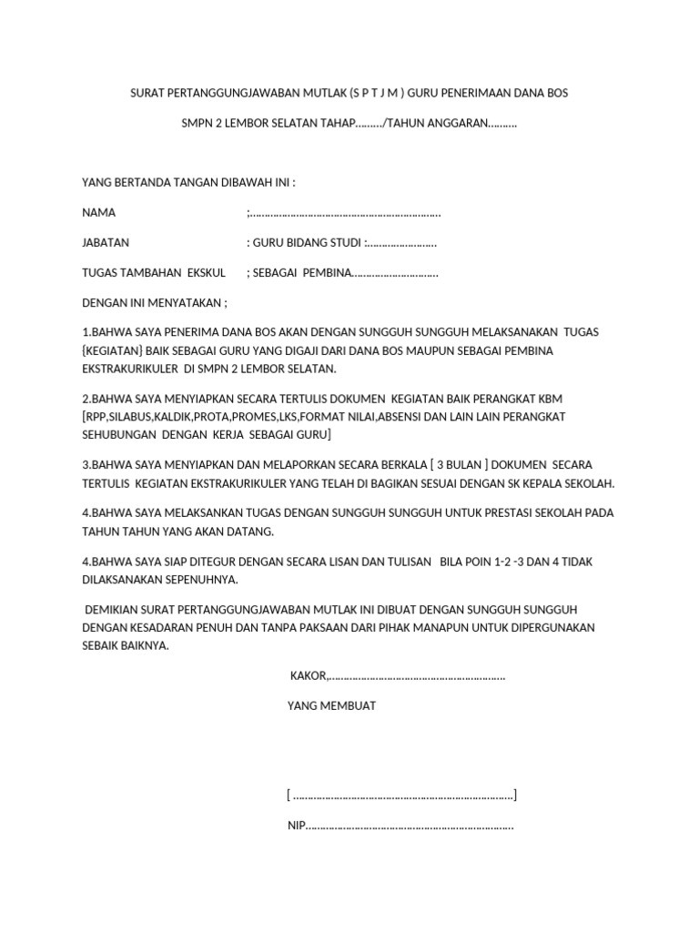 Surat Pertanggungjawaban Mutlak | PDF