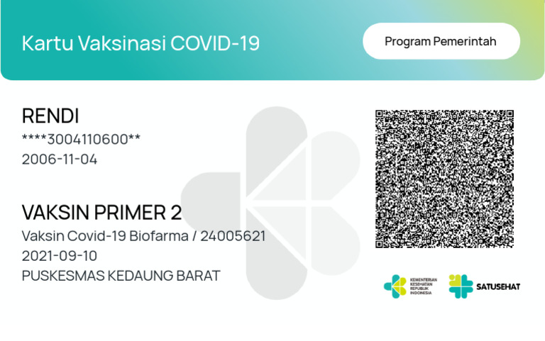 Kartu Vaksinasi COVID-19: Rendi | PDF