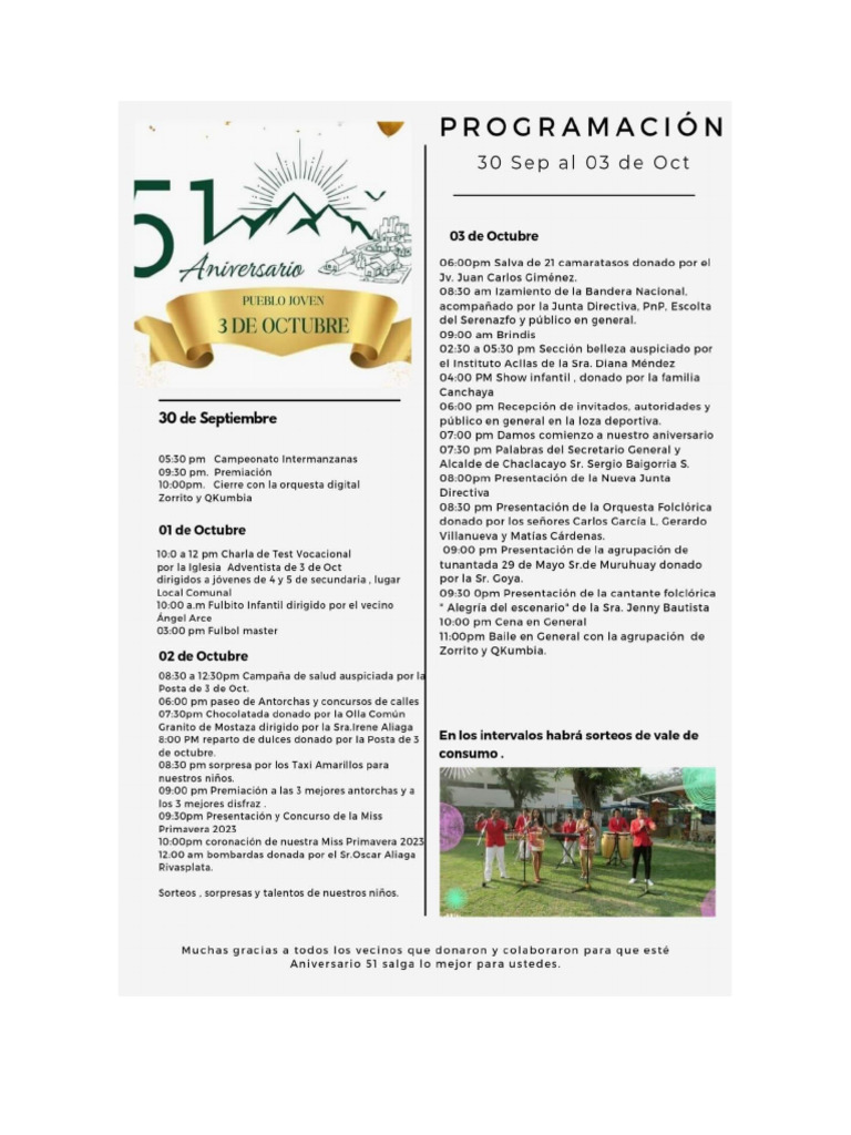Programa de Aniversario PDF | PDF