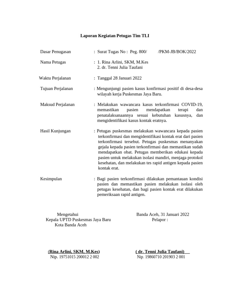 Laporan Kegiatan TLI | PDF