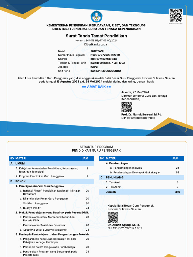 PGP - Sertifikat Calon Guru Penggerak Sdi | PDF
