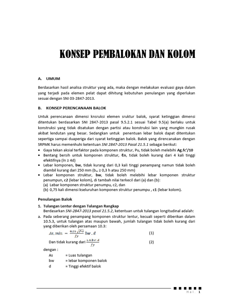 Konsep Pembalokan Dan Kolom | PDF