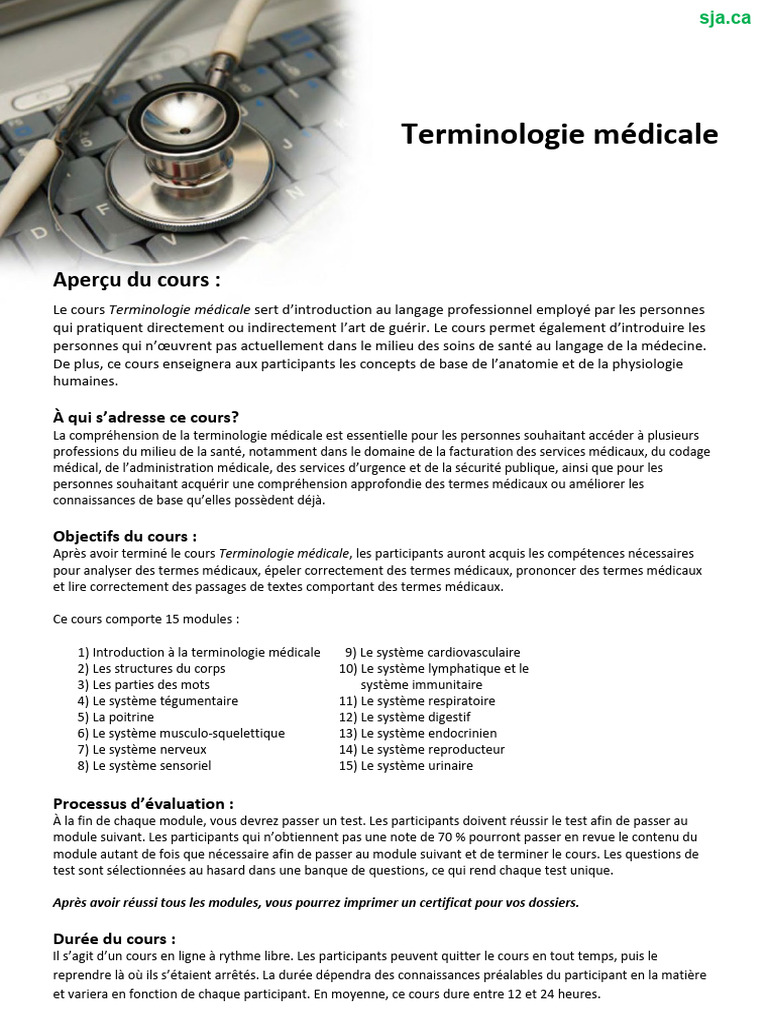 Introduction à la terminologie médicale | PDF