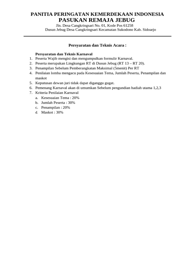 Teknis Acara PRJ 2024 | PDF