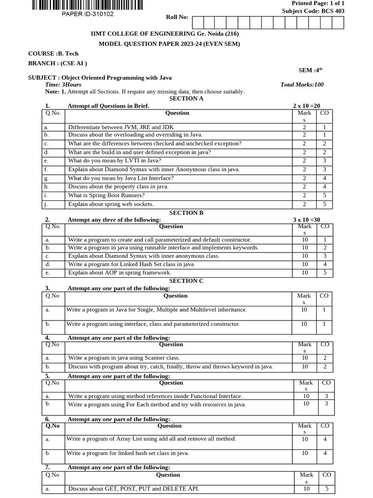 Model QP - OOPJ | PDF
