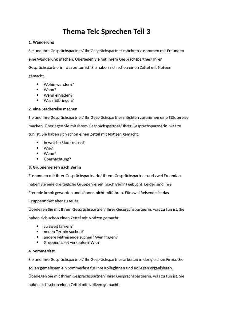 Thema Telc Sprechen Teil 3 T NG H P | PDF