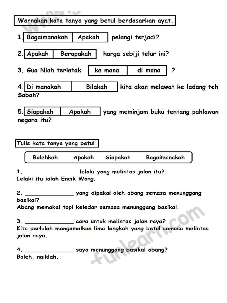 Latihan Kata Tanya | PDF