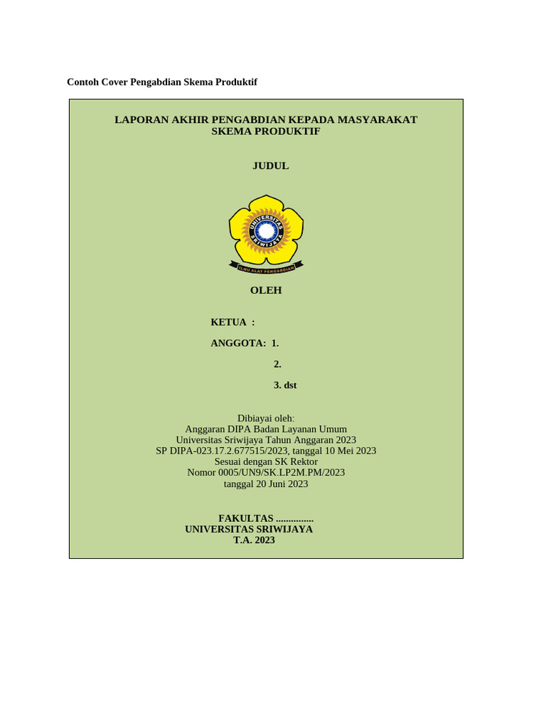 Contoh Cover Laporan Akhir Pengabdian | PDF