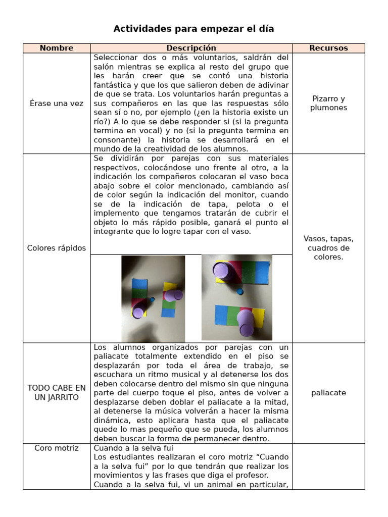Actividades para Empezar El Dia REUNIONES | PDF