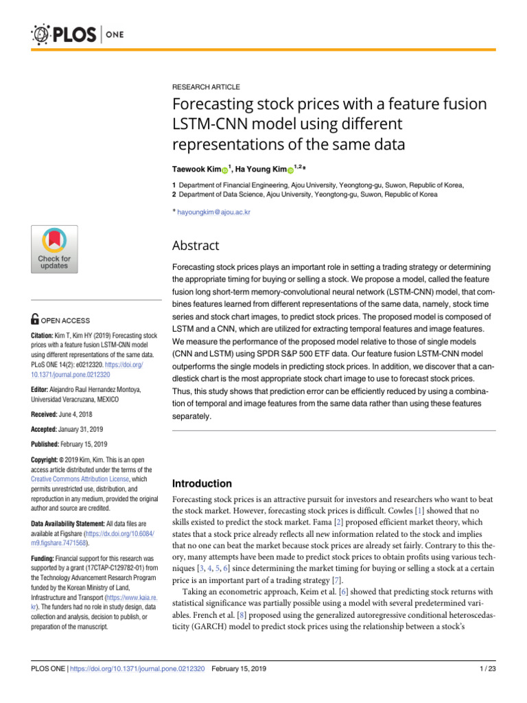 Forecasting Stock Prices With A Feature Fusion LSTM-CNN Model Using ...