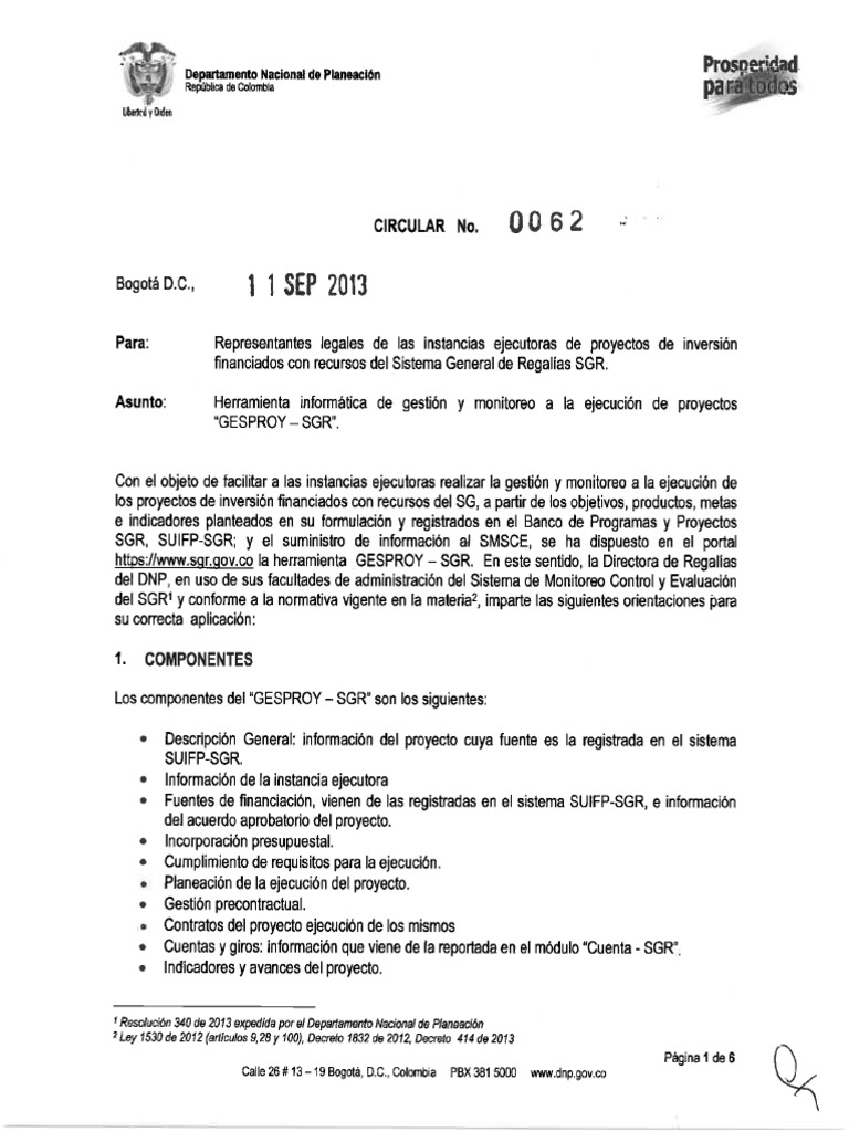 Circular 062 de 2013 | PDF