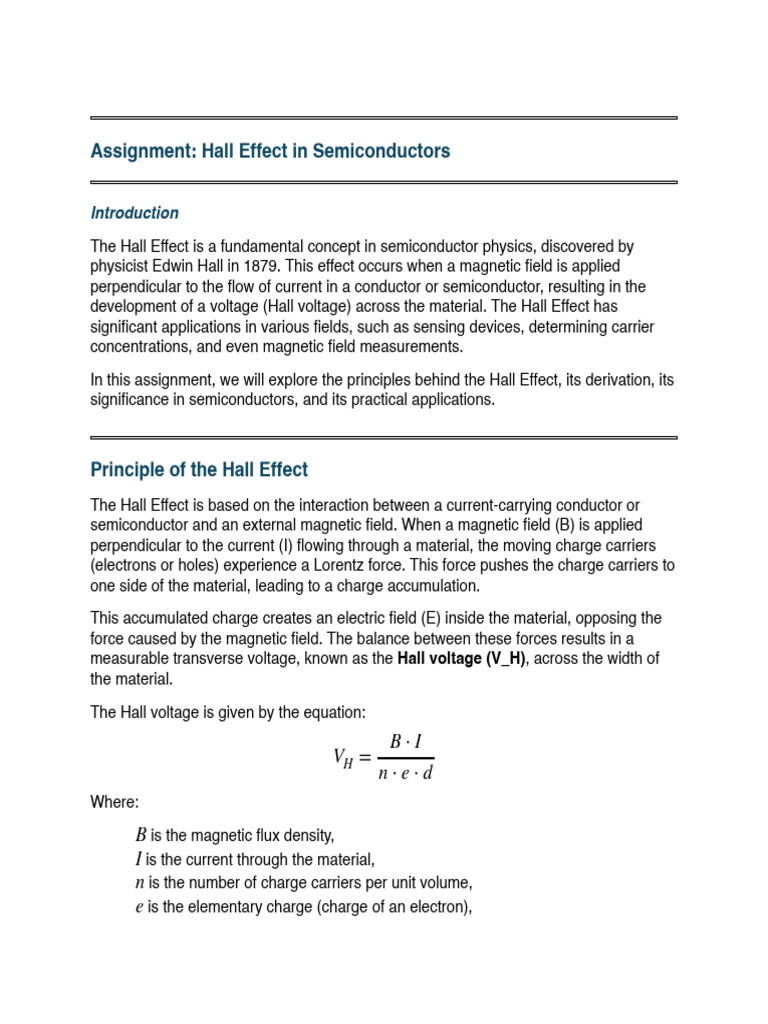 Hall Effect | PDF | Semiconductors | Electromagnetism