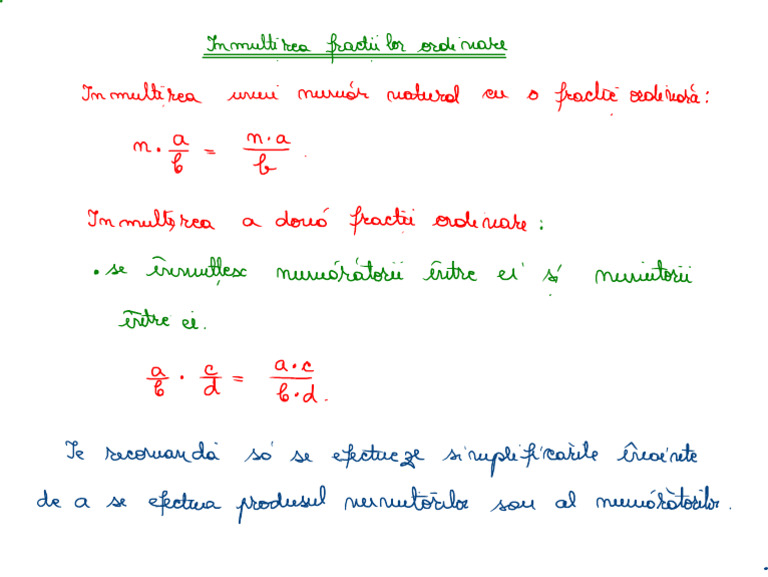 Lectia 7 - Inmultirea Fractiilor Ordinare | PDF