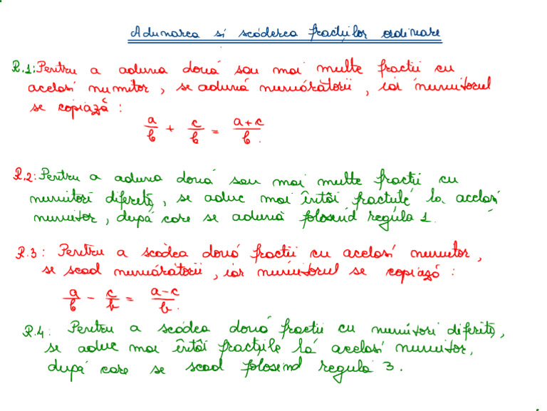 Lectia 6 - Adunarea Si Scaderea Fractiilor Ordinare | PDF