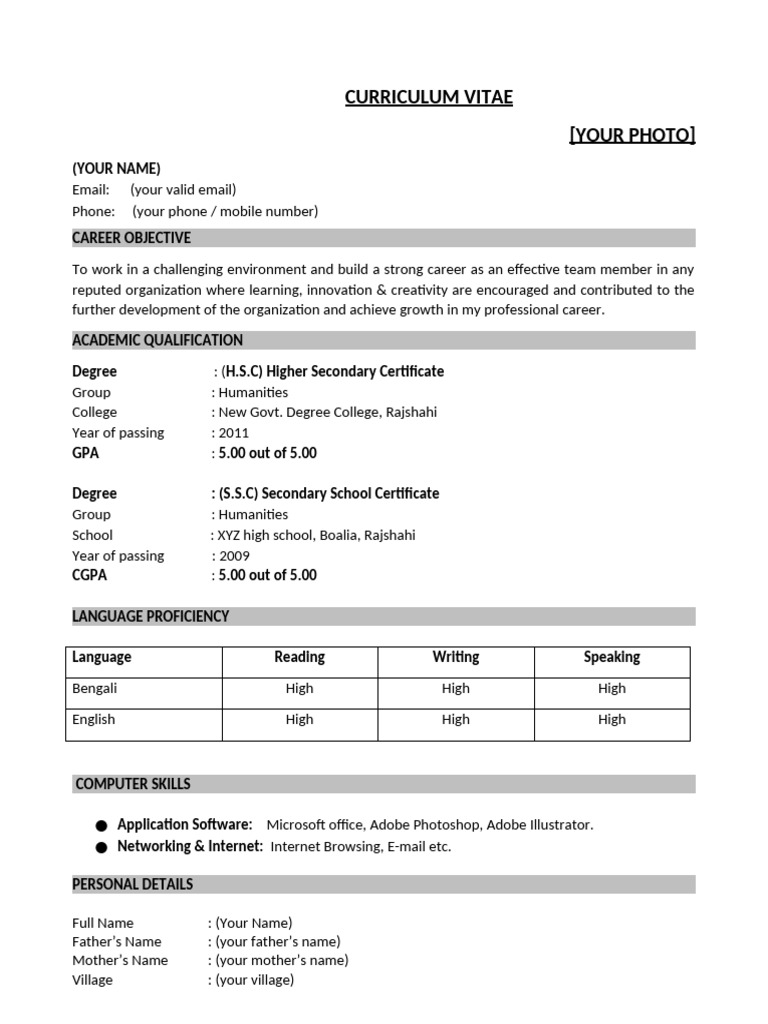 CV Template by Mostak Ahmed Nahid-1 | PDF