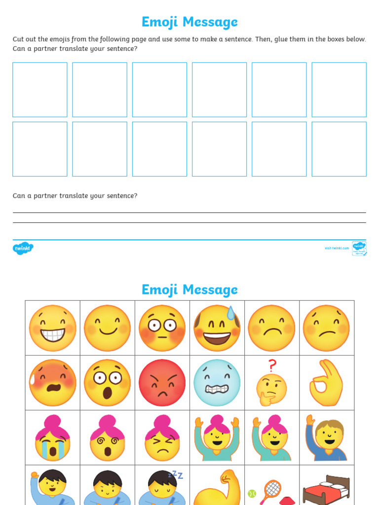 Emoji Message Activity Sheet English Ver 1 | PDF