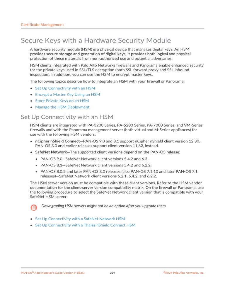 Palo Alto Firewall-Secure Keys With A Hardware Security Module | PDF