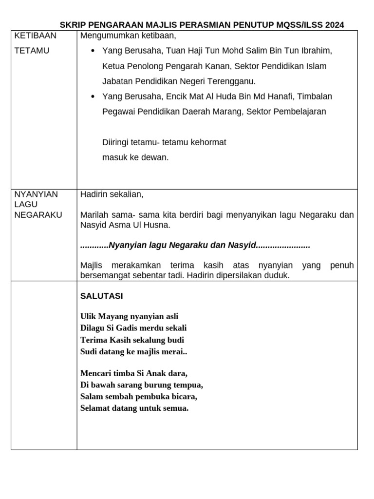 Teks Pengacaraan MQSS | PDF