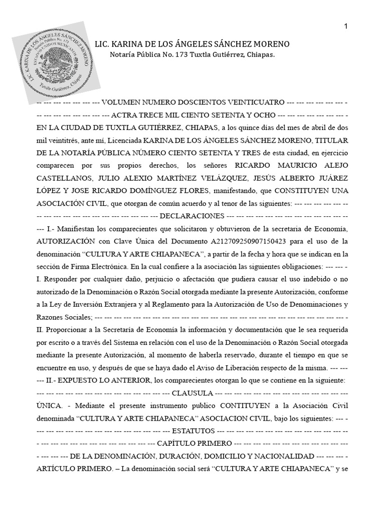 Acta Constitutiva Asociaciones Civiles | PDF