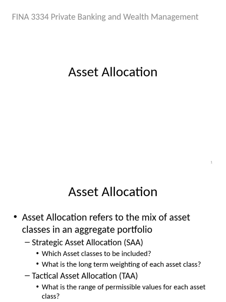 FINA 3334 - PPT On Asset Allocation - 2024 | PDF