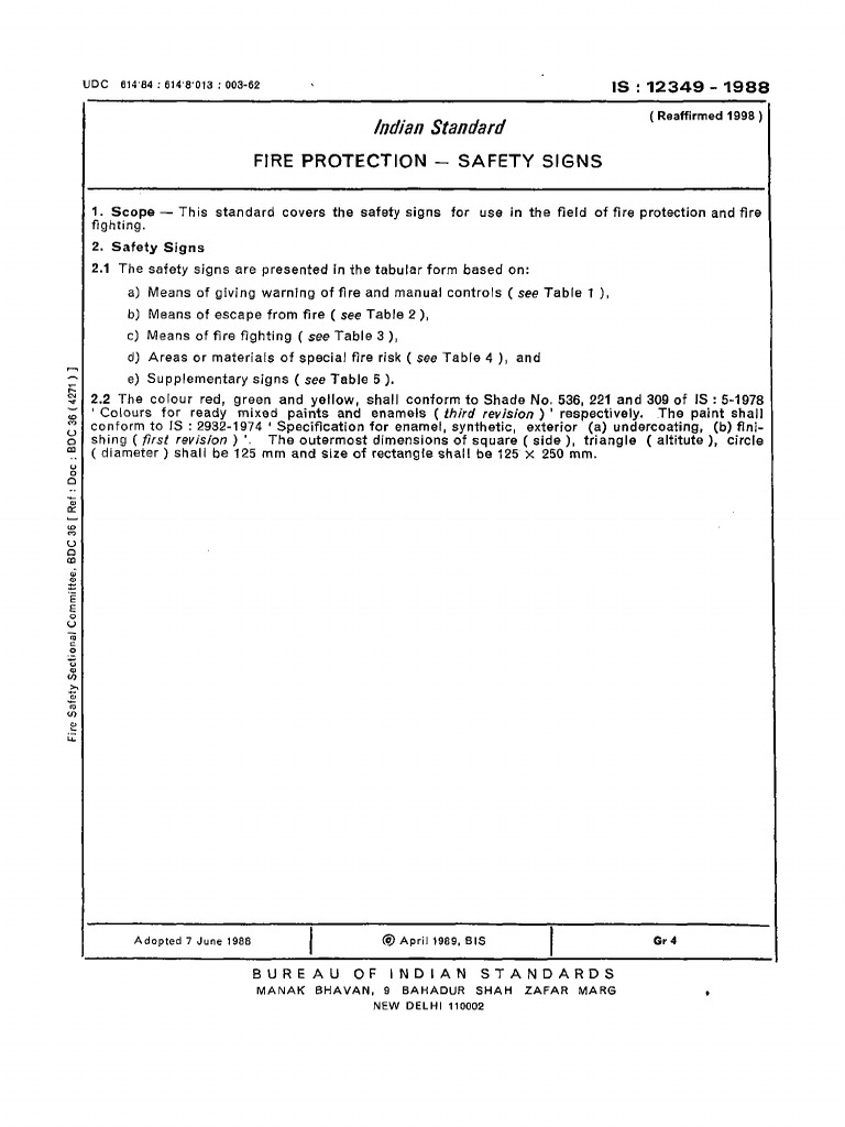 4 - Safety Signs in Fire Protection - Indian Standard | PDF
