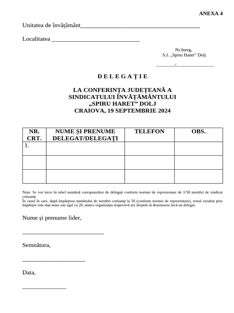 Anexa 4 Delegatie Unitati | PDF