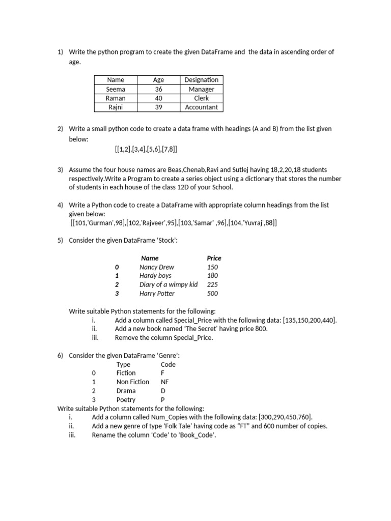 Pandas Assignment | PDF