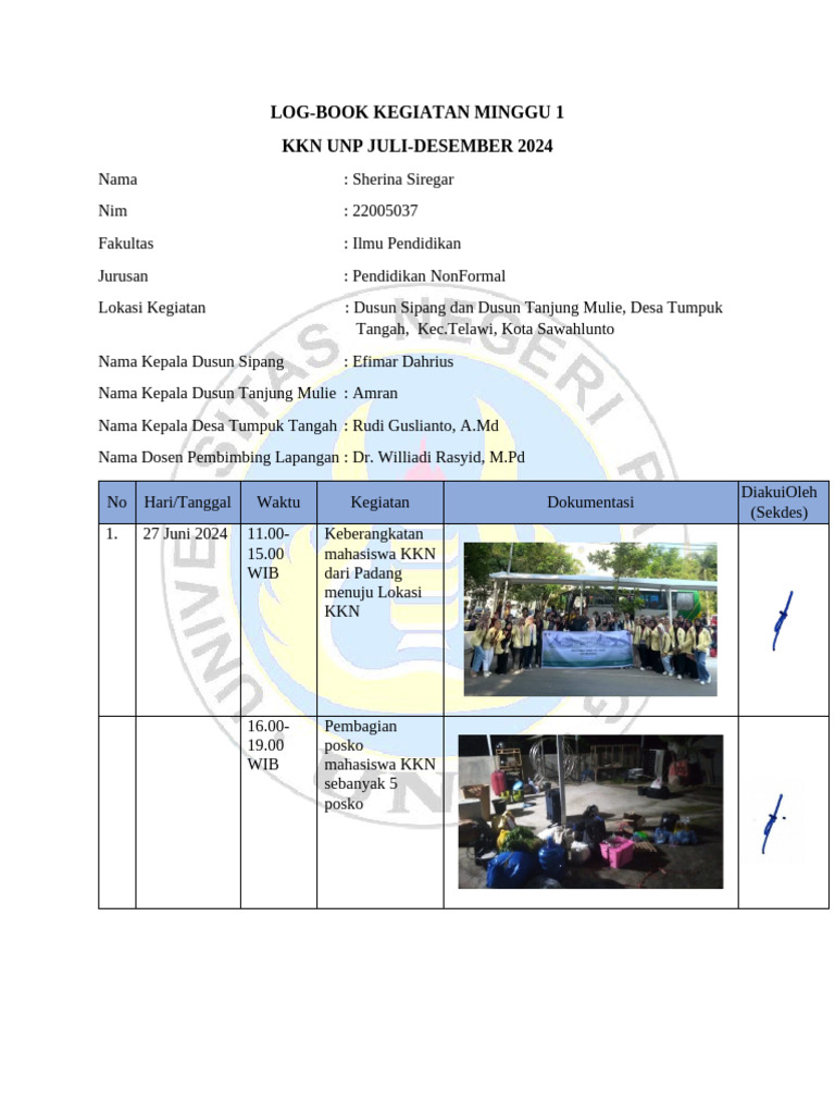 Log-Book KKN Sherinasiregar Finish | PDF