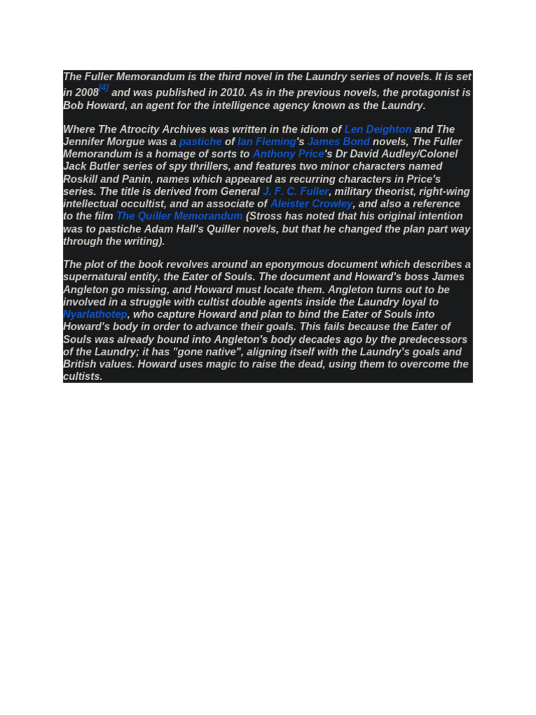 The Fuller Memorandum | PDF