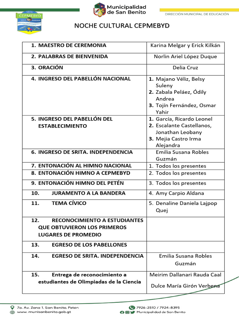 Programa Noche Cultural 2024 | PDF | Ciencias sociales | Arte