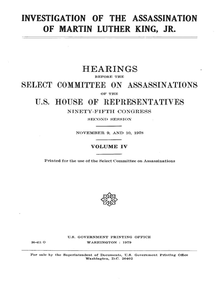 MLK Assassination Investigation Hearings | PDF | Martin Luther King Jr ...
