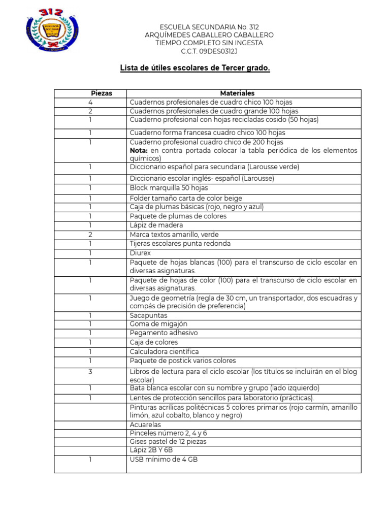 Lista de Utiles | PDF