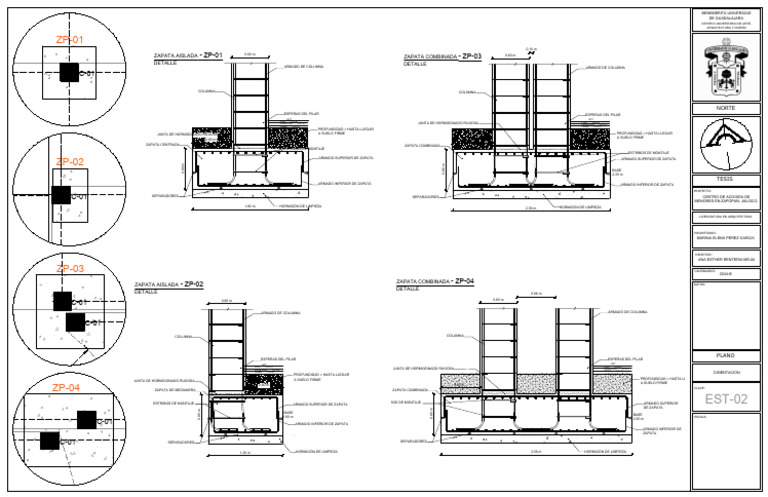 ZP-03 - ZP-01: Zapata Combinada Detalle Zapata Aislada Detalle | PDF