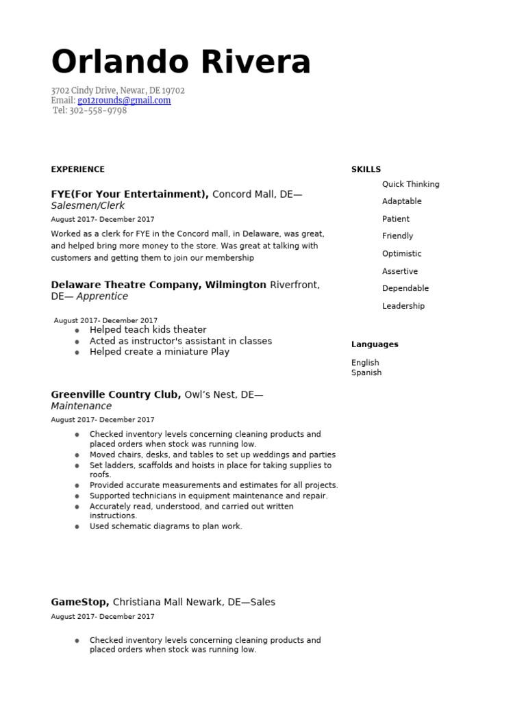 Orlando Rivera: FYE (For Your Entertainment) | PDF