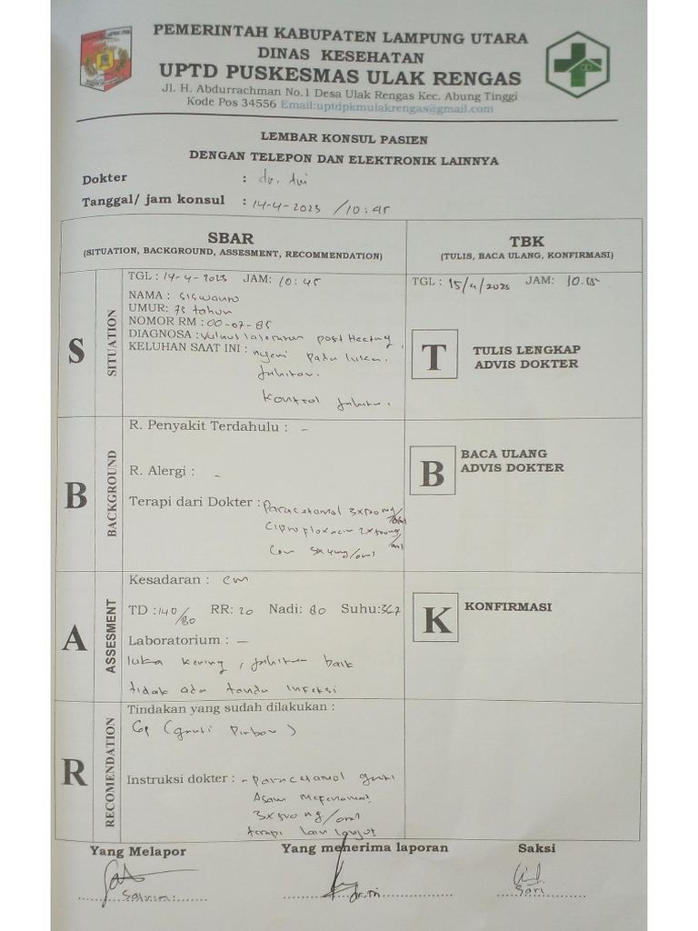 5.3.2 C.bukti SBAR Yang Tercatat Dalam Formular SBAR | PDF