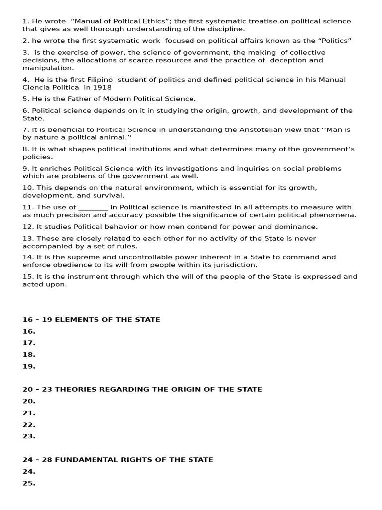 POLITICS Q1 QUIZ 1 | PDF