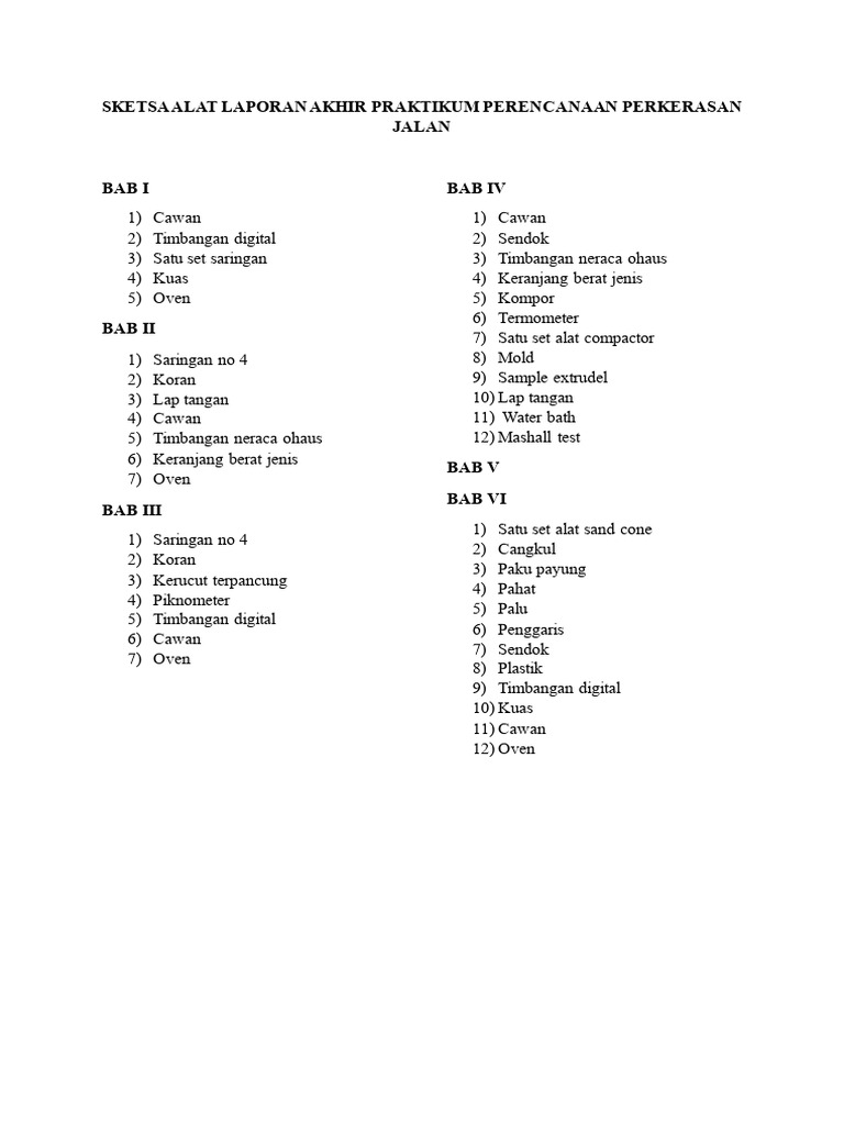 Daftar Sketsa Alat | PDF