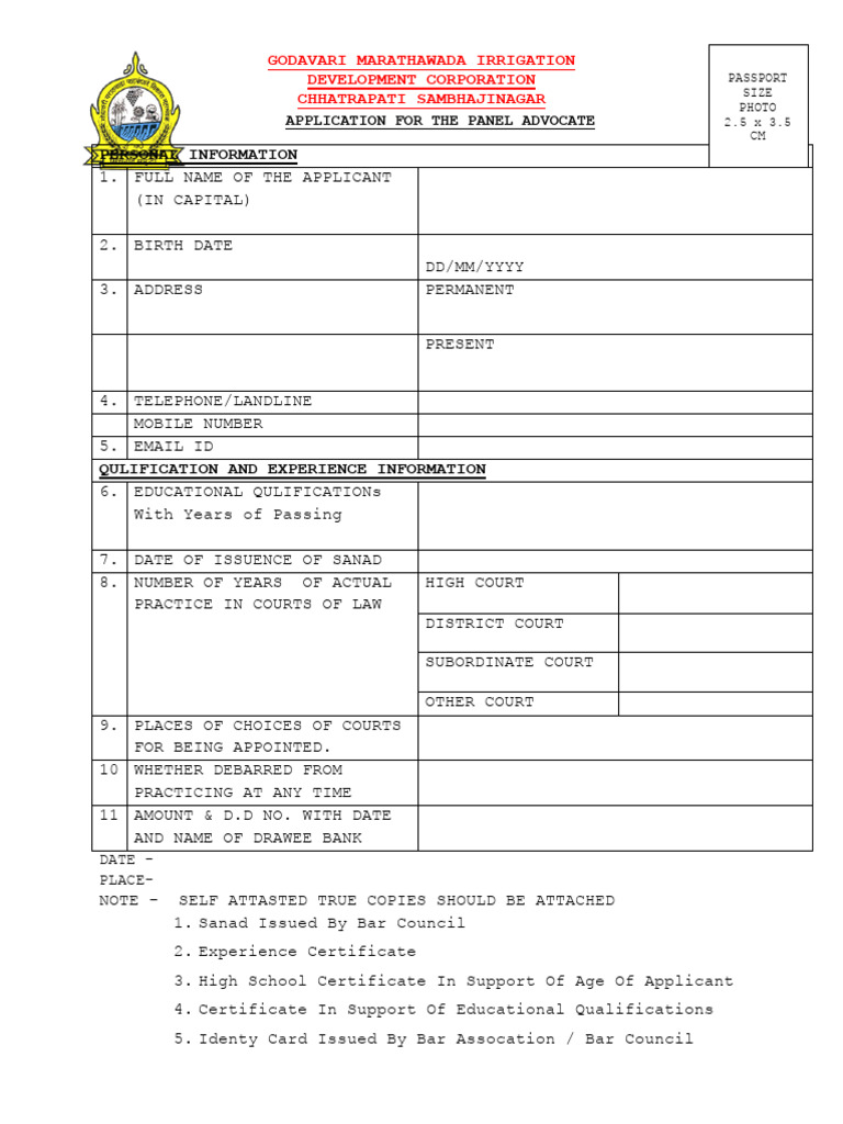 Aplication Proforma Revised | PDF