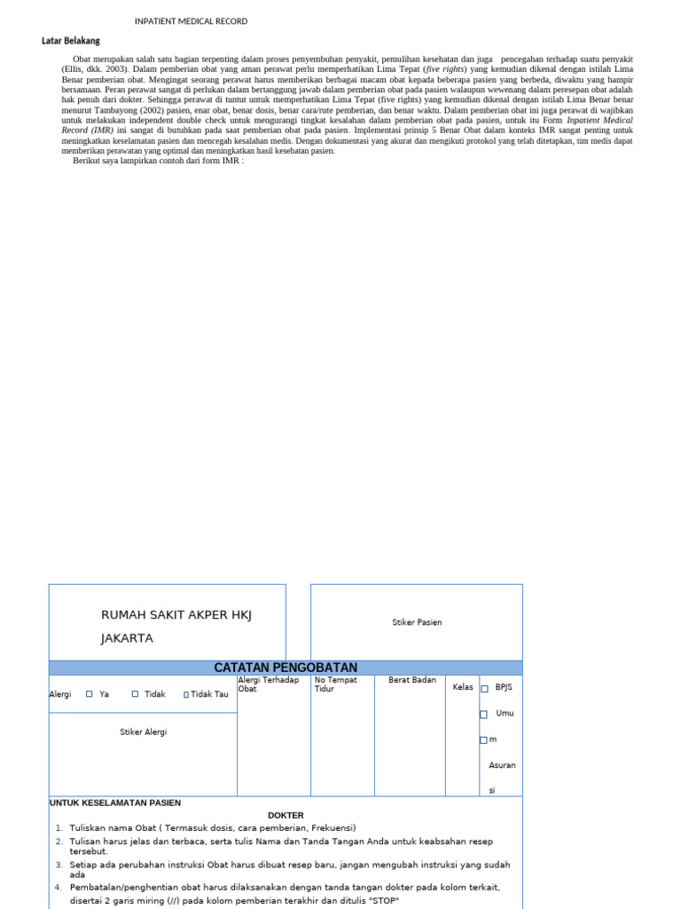 Inpatient Medical Record | PDF