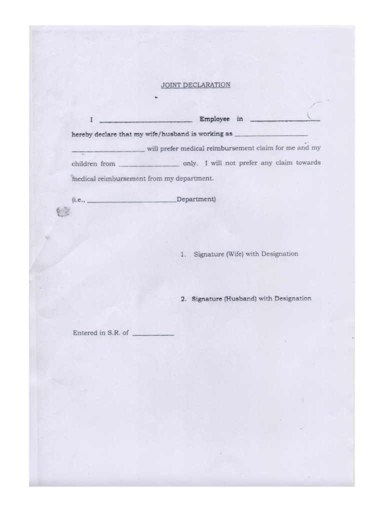 Medical JOINT DECLARATION FORM | PDF