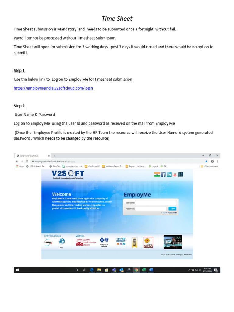 SOP - Timesheet Submission | PDF