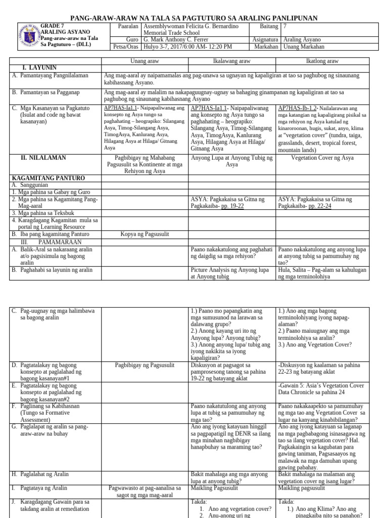 GRADE 7 DLL - 5th Week | PDF | Earth Sciences | Ecology